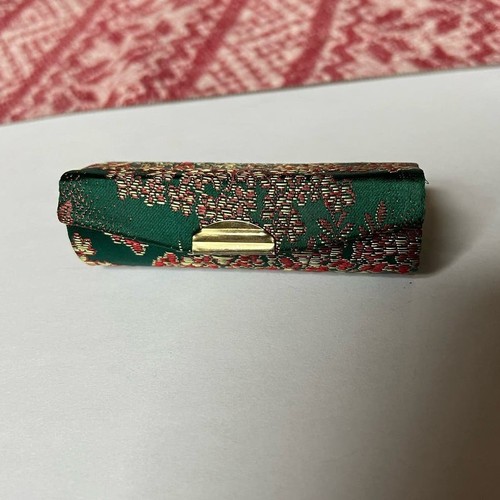 Vintage Green Patterned Fabric Lipstick Case with Mirror | eBay