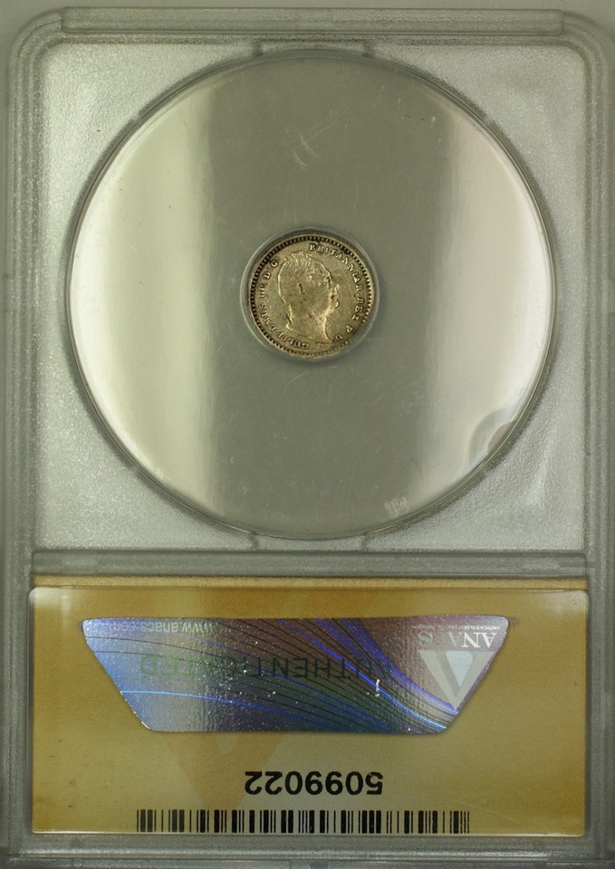 1836 Great Britain Silver Fourpence 4P Coin ANACS AU-55 Details Clnd ...