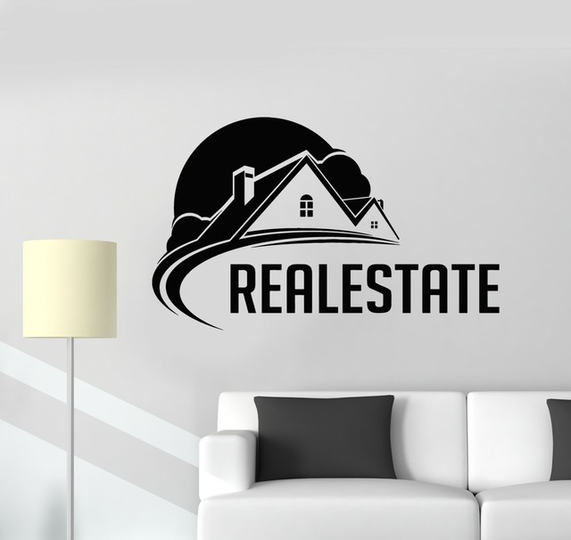 Vinyl Wall Decal Real Estate Broker Agent House Home Rent Stickers ...