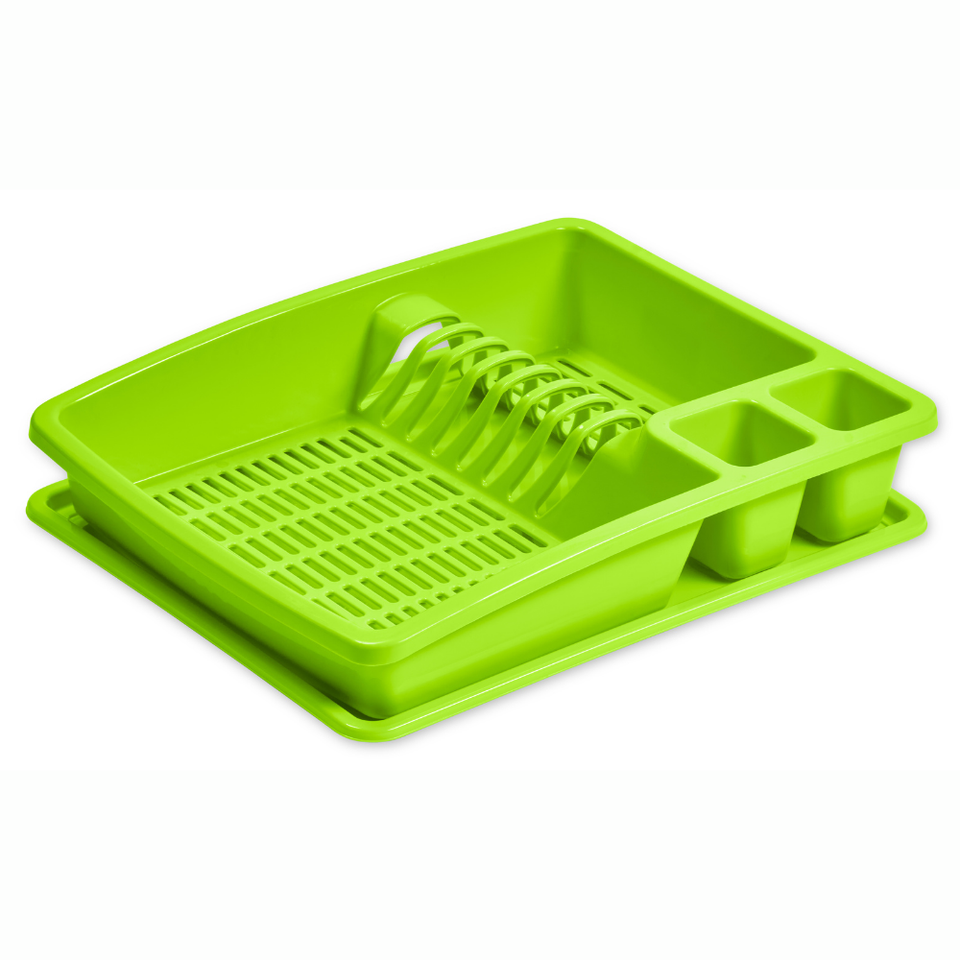 Plastic Dish Drainer Rack with Drip Tray Kitchen Sink Cutlery Plate ...