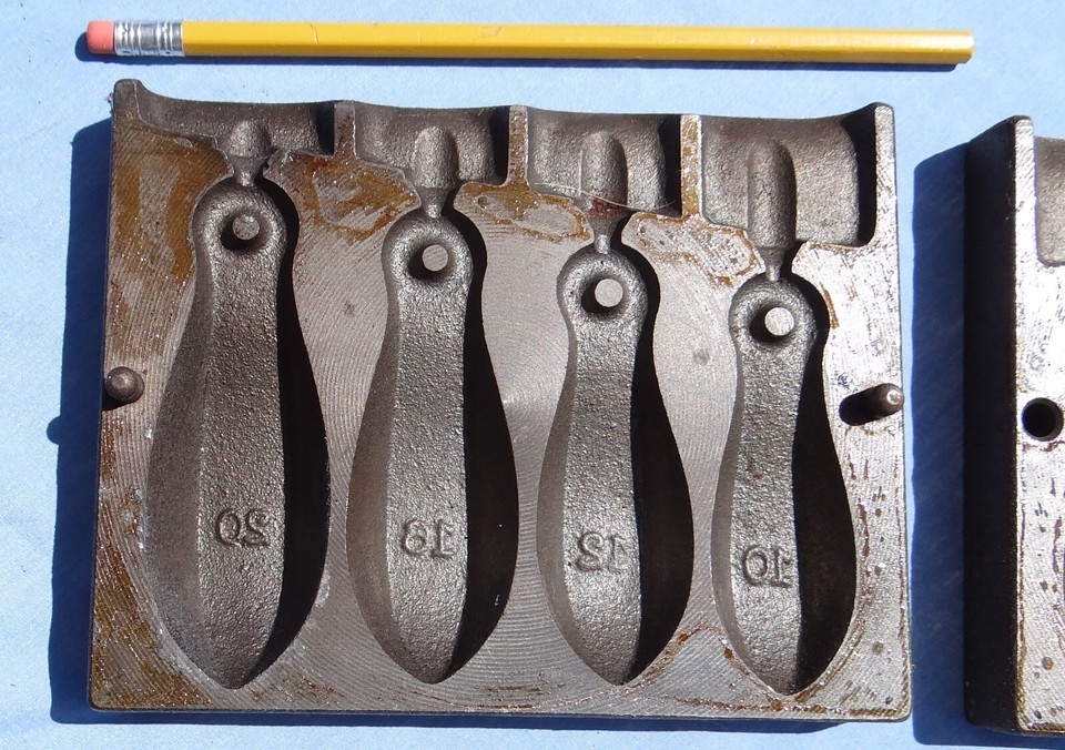 Redding Instrument Co. Cast Iron Bank Lead Sinker Casting Mold 10 12 16 ...