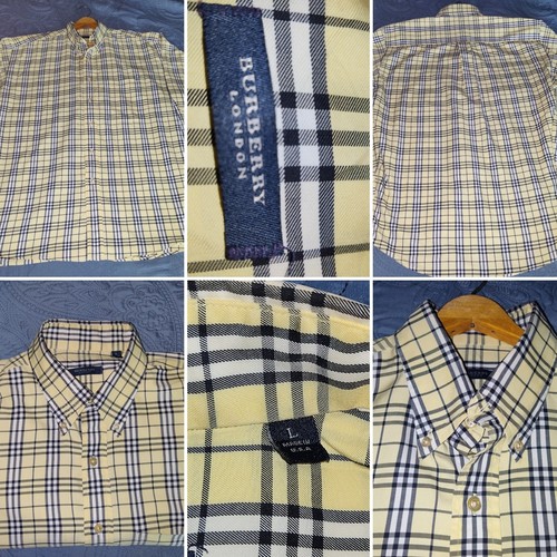 Burberry London Men’s Long Sleeve Yellow/Black CHECK Shirt Made In USA ...