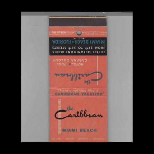 Matchbook Cover - Miami Beach FL The Caribbean Hotel | eBay