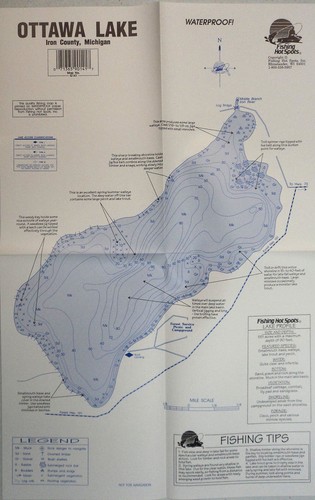 Ottawa Lake (Michigan) Fishing Map, Waterproof, Depth Contours, Tips # ...