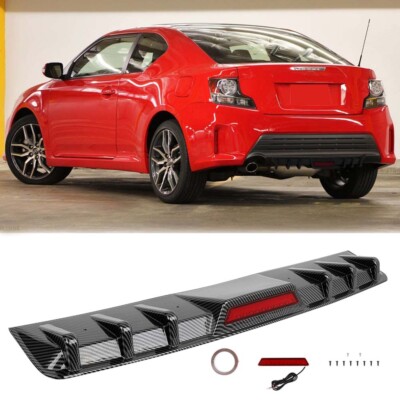Carbon Rear Bumper Diffuser Splitter Lip W/Led Tail Light For Scion tC ...