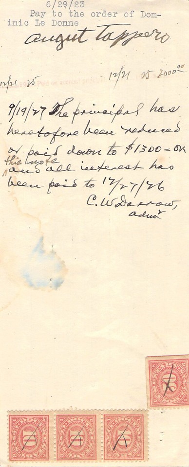 GLENWOOD SPRINGS COLORADO CHECK BANK DRAFT RECEIPT AUGUST TAPPERO ...