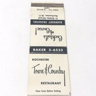 Vintage Matchbook Town & Country Restaurant Rochester New York ...