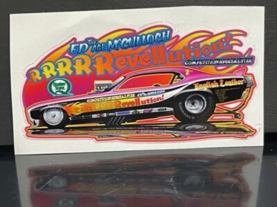VRHTF NHRA "ED THE ACE MCCULLOCH" REVELLUTION FUNNY CAR 4 X 2" STICKER ...