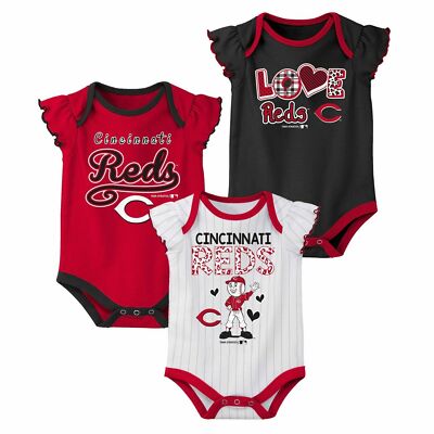 MLB Cincinnati Reds Infant Girls 3 Pack Bodysuit Creeper One Piece 12 ...