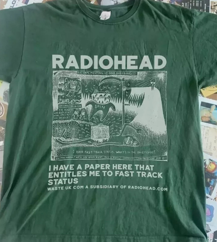 Radiohead band graphic forest green color Shirt unise… - Gem