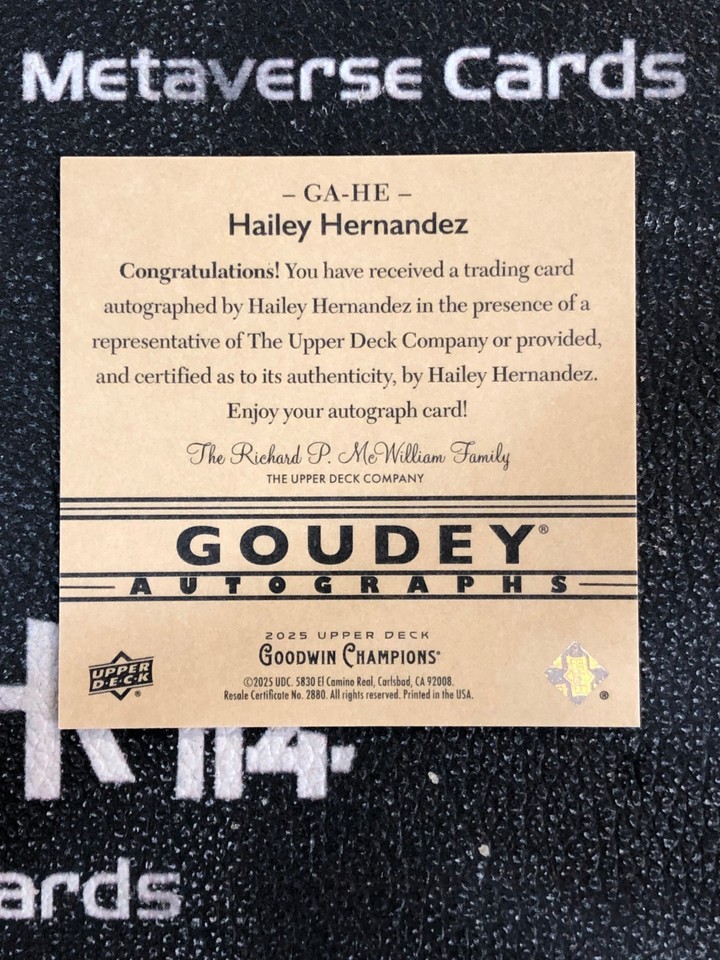 2025 UD Goodwin Champions Goudey Autograph Hailey Hernandez Auto | eBay