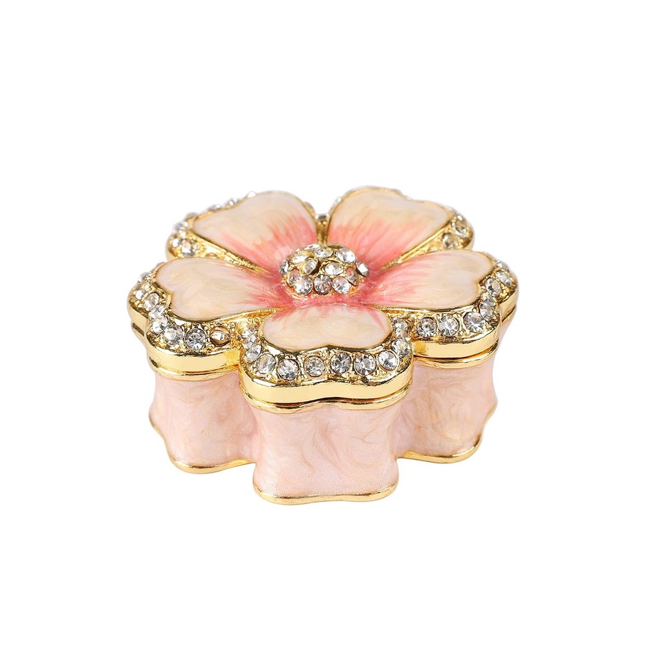 Sakura Trinket Boxes Hinged Hand-Painted Enameled Flower Figurine ...