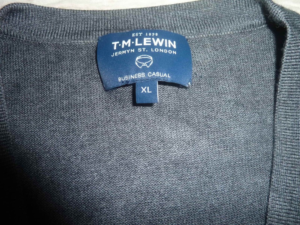 TM LEWIN MENS 100% MERINO WOOL KNITTED SLEEVELESS CARDIGAN SZ XL | eBay UK