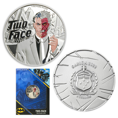 2022 DC Comics Two Face supervillain 1oz Silver $5 Coin - Samoa | eBay UK