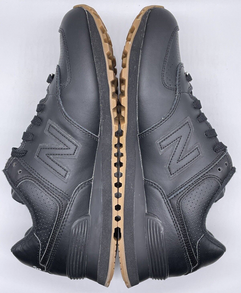 New Balance Mens 574 Leather Black Gum Metal ML574LEB Size 8.5 D NWOB ...