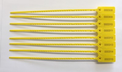Yellow Plastic Security Seals. Numbered Tag. Pull Cable Ties. Anti ...