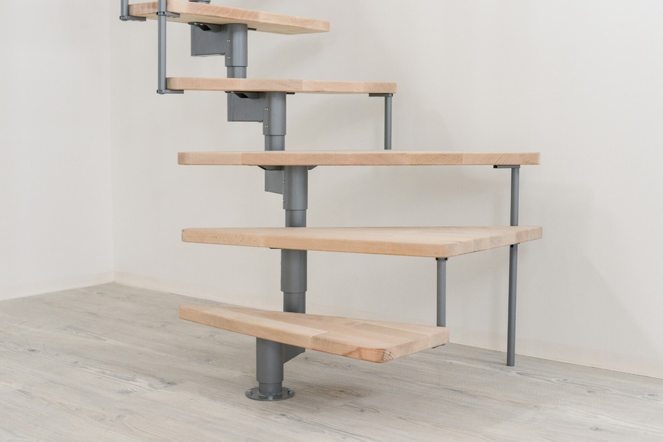 Indoor Space-Saving Straight Winder Staircase Central Stringer Beech 12 ...