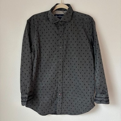 Robert Graham Shirt Men's Medium Gray Print Button Down Long Sleeves ...