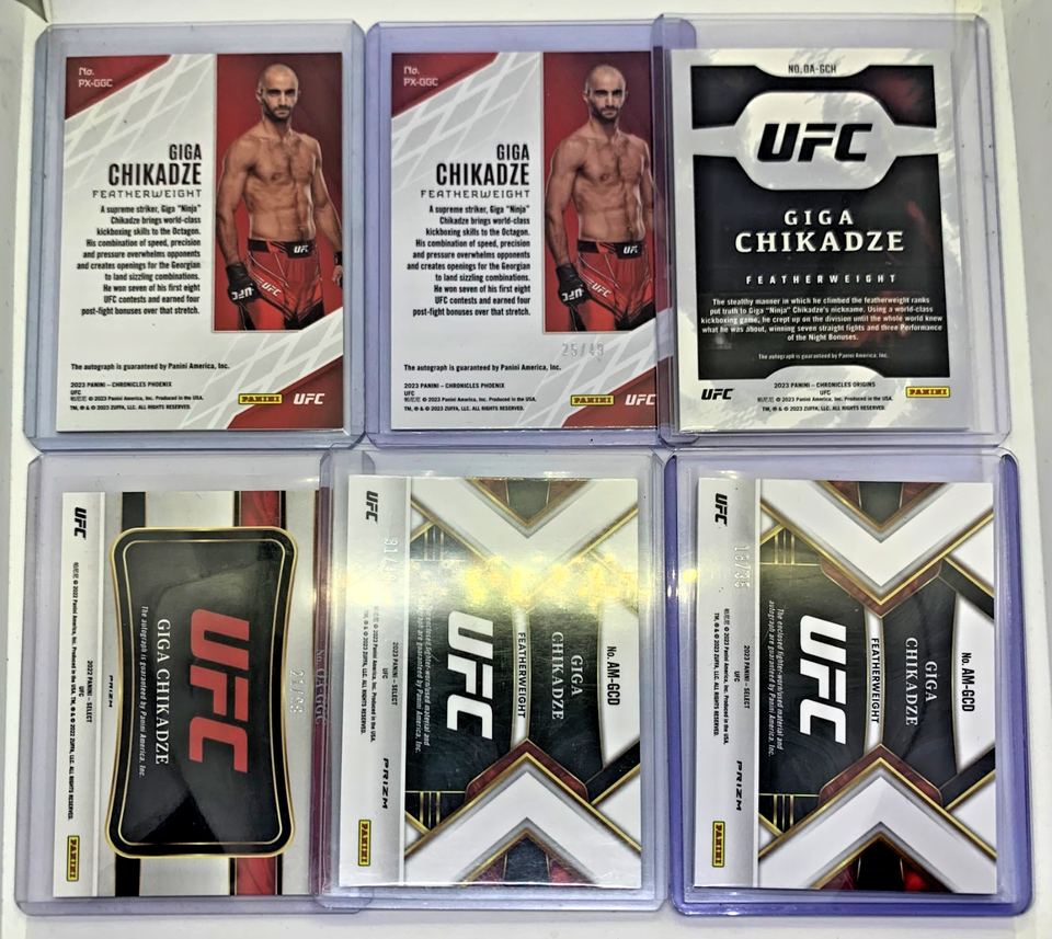 UFC "GIGA CHIKADZE" Patch Auto Lot x6 Blue/35 Red /49 /49 /49 /99 ...