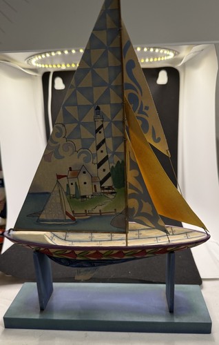 Jim Shore "May The Wind Be At Your Back" 14" Sailboat And Stand - No ...
