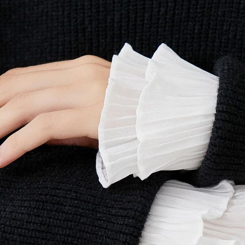 Fashion Pleated Wrist Sleeve Women Flared Cuff All-match Basic Cloth ...