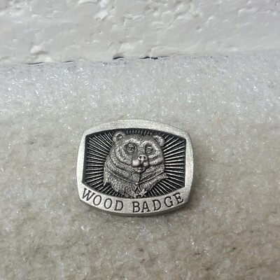 Wood Badge Boy Scouts of America Award Bear BSA Silver Toned Lapel Pin ...
