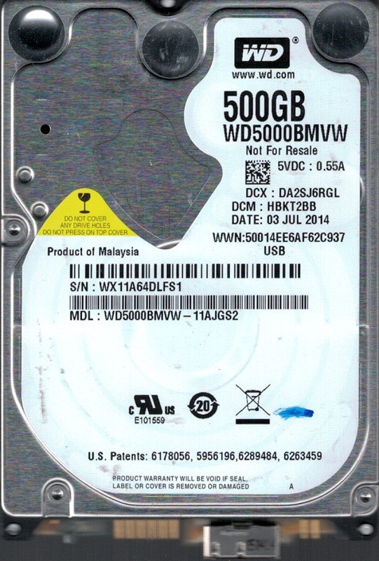 WD5000BMVW-11AJGS2 DCM: HBKT2BB WX11A Western Digital 500GB | eBay