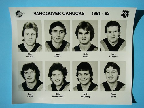 1981/82 NHL HOCKEY PRESS PHOTO PANEL VANCOUVER CANUCKS GLEN HANLON RICK ...