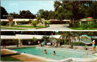 Florida Postcard San Marco Court Motel St Augustine FL Swimsuits Pool ...