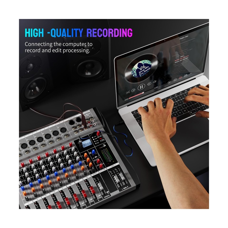 Professional DJ Audio Mixer, 12 Channel Audio Mixer, Bluetooth Sound ...