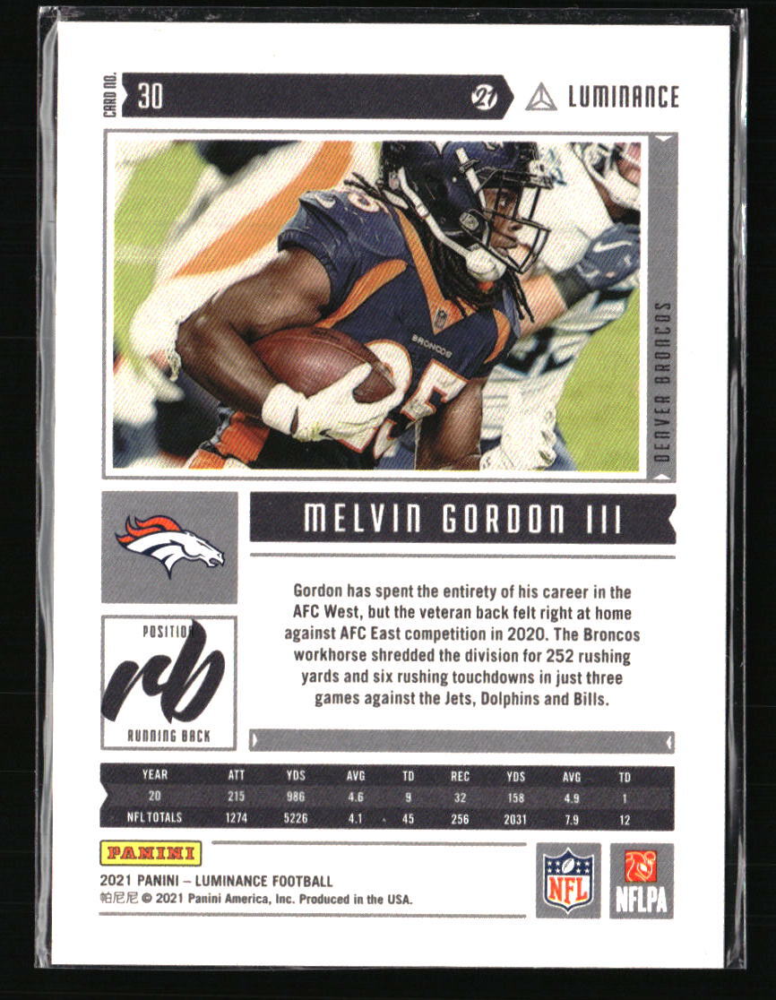 2021 Panini Luminance - #30 Melvin Gordon for sale online | eBay