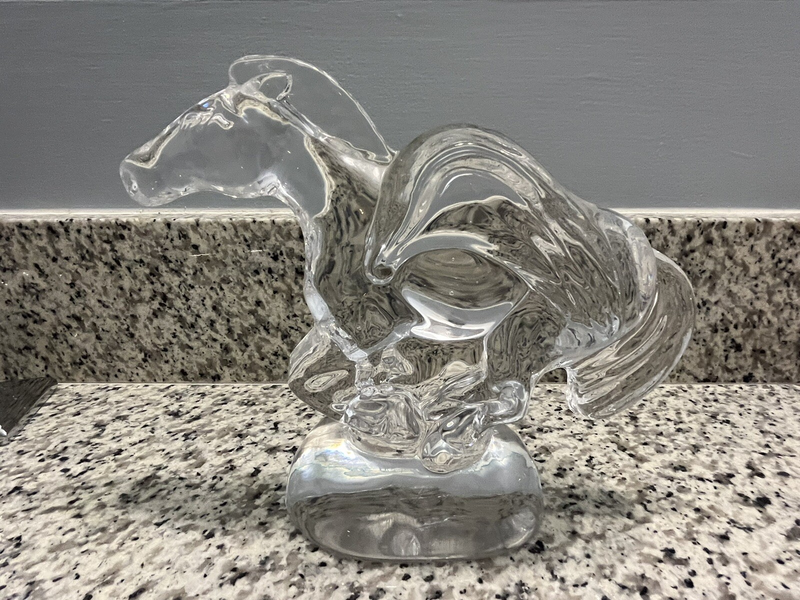 SIMON PEARCE CRYSTAL CLEAR GLASS HORSE FIGURINE STATUE PAPERWEIGHT ...