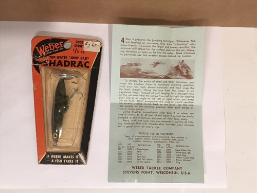 Weber “Shadrac” Lure In Pkg W Paperwork-Topwater W Prop-1961- New-Frog ...