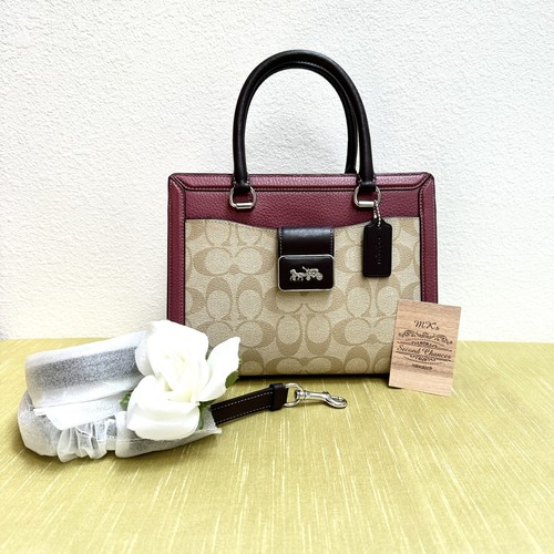 Coach Grace Carryall CJ634 Colorblock Sign Canvas Raspberry/Multi ...