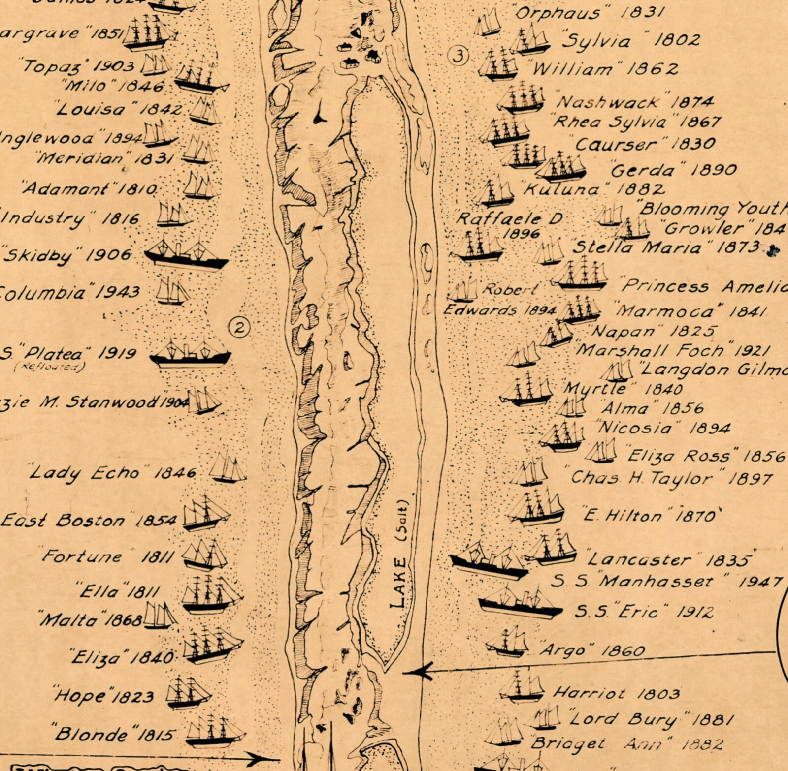 1938 Map Sable Island, Atlantic Graveyard, Shipwrecks Since 1800 ...