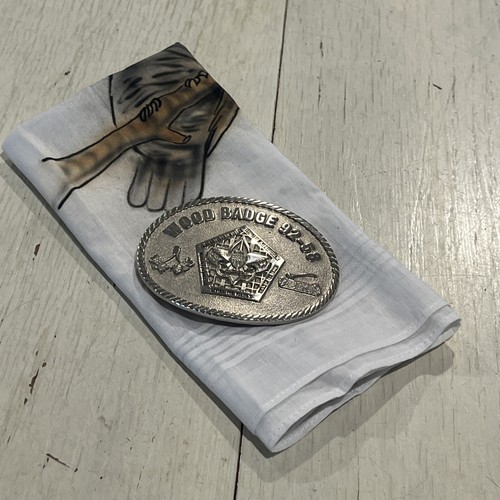 Bsa Wood Badge 92-58 Belt Buckle 2009 Silver Color Boy Scout & Bandana ...