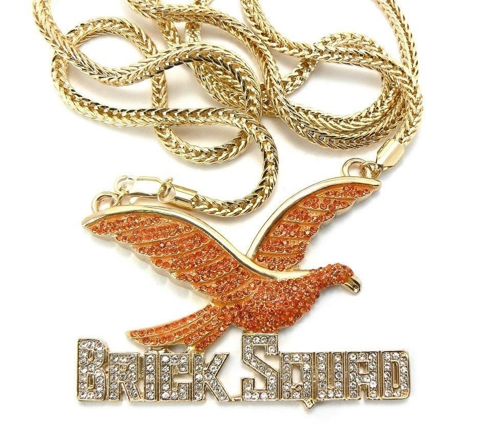 Brick Squad Gang Fly Bird Pendant Franco Chain Hip Hop Rap Necklace ...