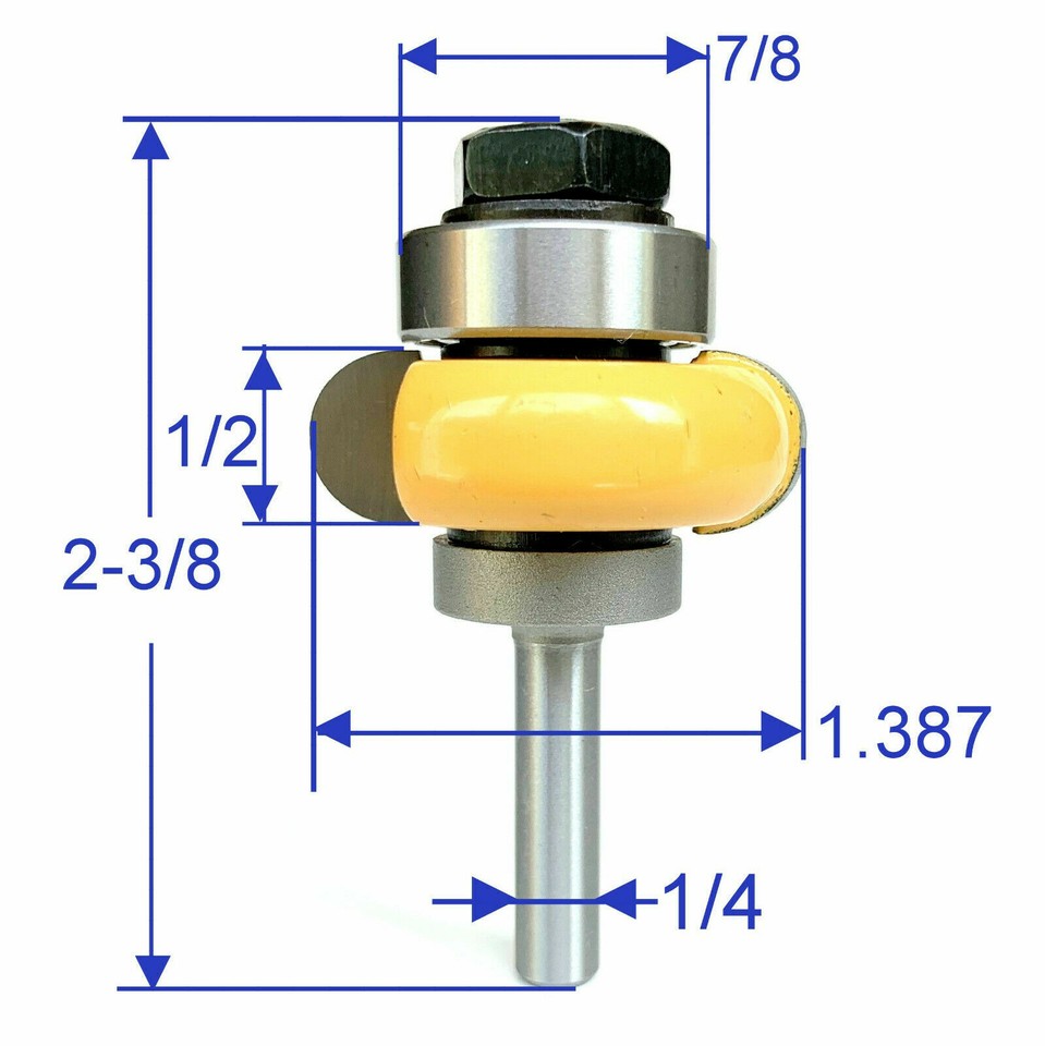 1pc 1/4" shank 1/2" Diameter w/Top Bearing Flute Router Bit S | eBay