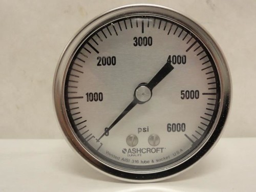 207720 New In Box; Ashcroft 25 1009SW RWB 6000 Duralife Gauge SS-316; 0 ...