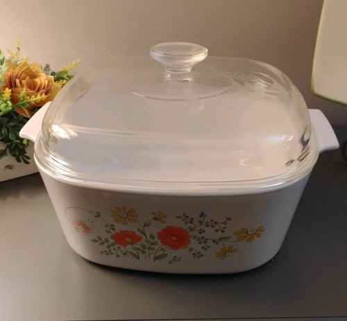 Vintage Corning Ware Wild Flower 5qt Casserole Dish A-5-B with lid | eBay