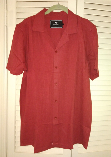 Men's Dark Red Button Down Casual Short Sleeve Shirt | eBay