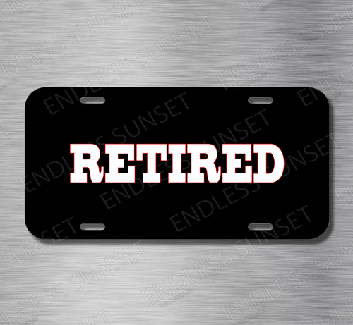 Retired Work Teacher Employment Worker Travel License Plate Front Auto ...