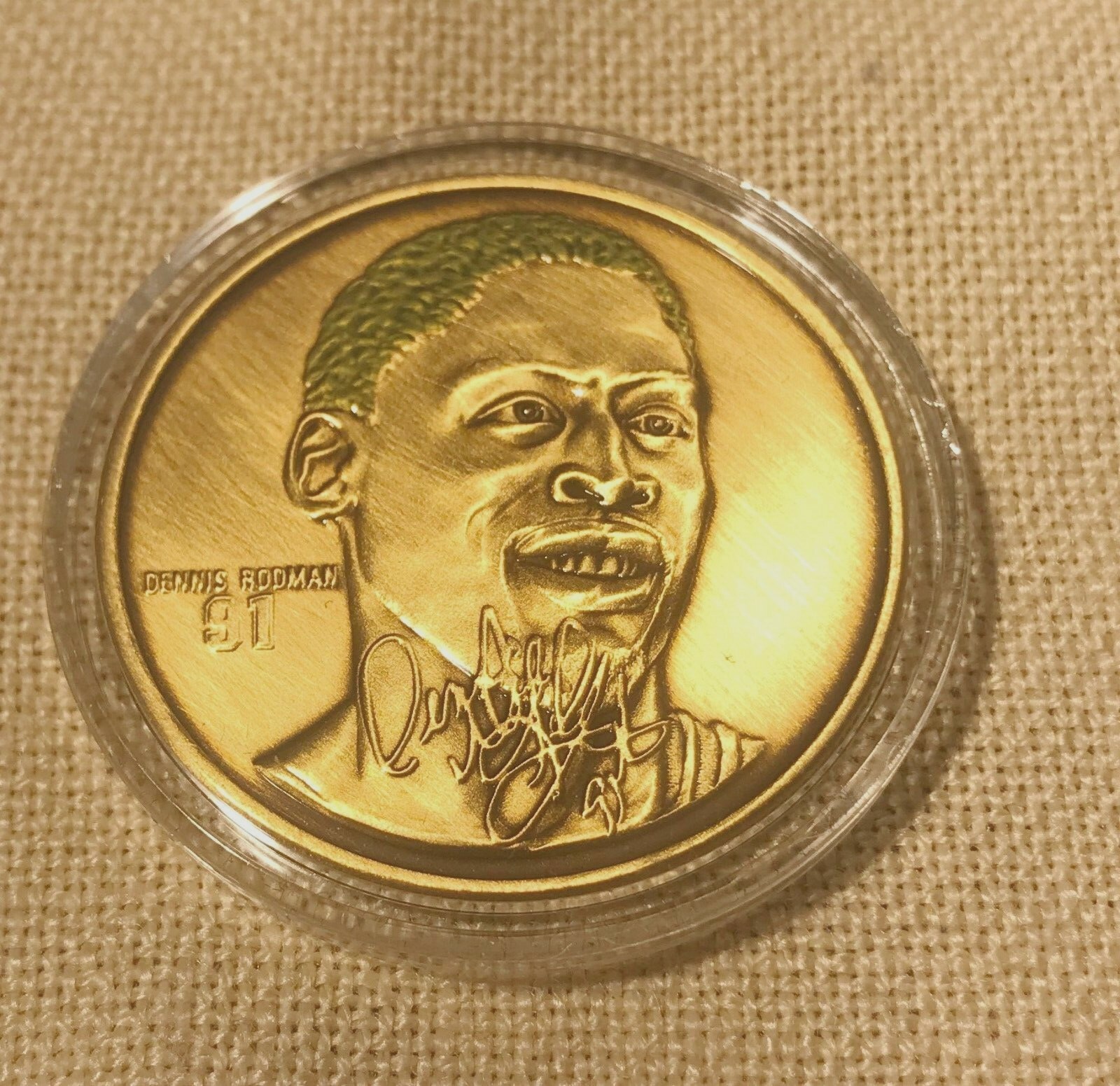 Dennis Rodman Green Hair Limited Edition Highland Mint Bronze Coin w ...