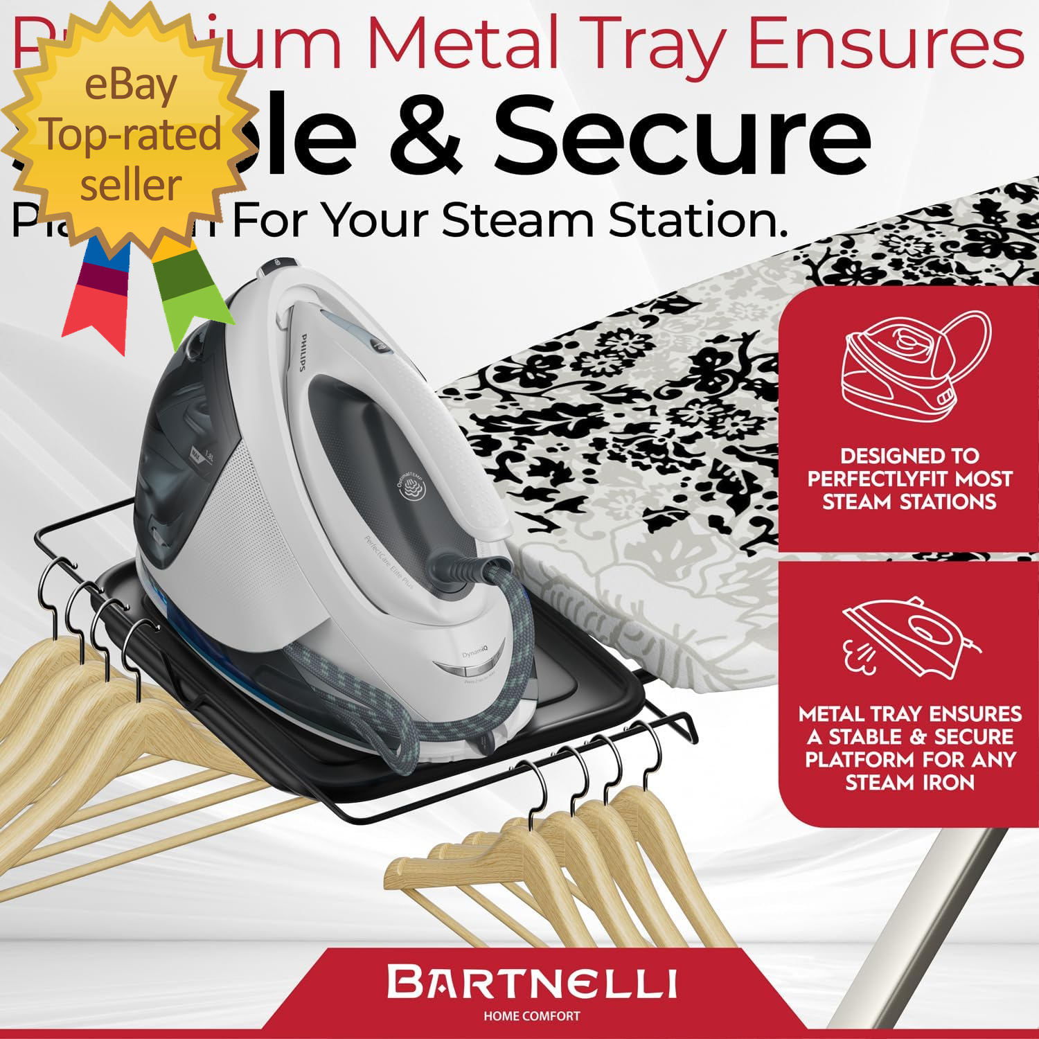 Pro Luxury Ironing Board Extra Wide 62X19” Steam Iron Rest Adjustable ...