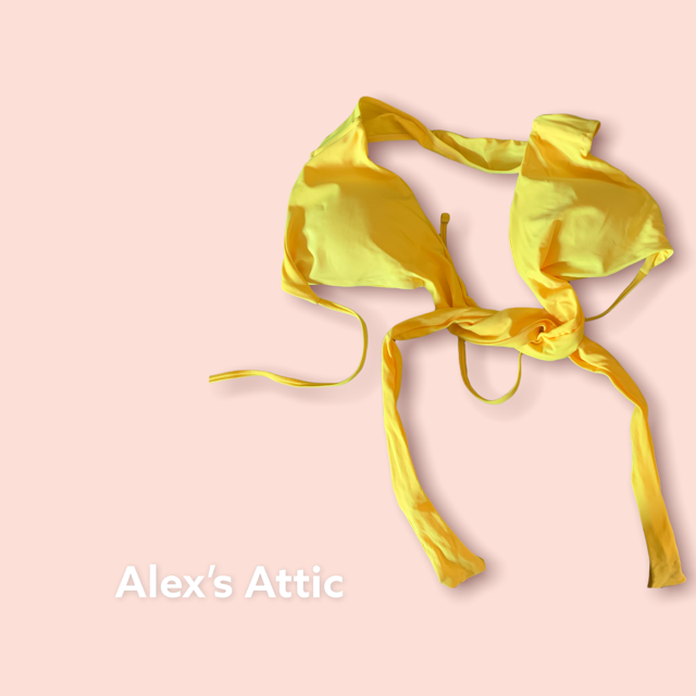 Shekini Swimsuit Bikini Top - Sz Medium - Yellow front tie pre-owned | eBay