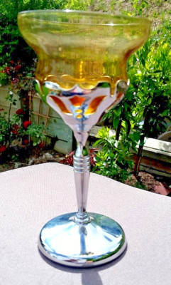 ART DECO CAMBRIDGE GLASS KROME KRAFT 6 1/8" AMBER WINE GOBLET 4 oz. | eBay