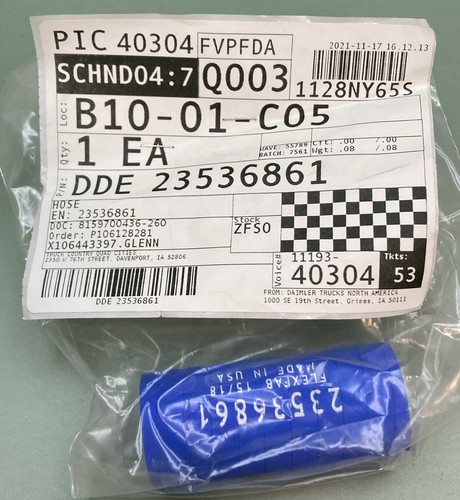 NEW GENUINE DETROIT DIESEL DDE 23536861 COMPRESSOR INLET HOSE 1"ID X 3 ...