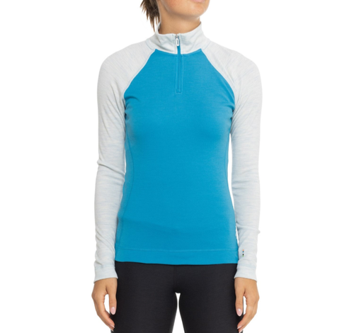 $120 SmartWool Women's Classic Thermal Base Layer Zip Top-Deep Pool ...