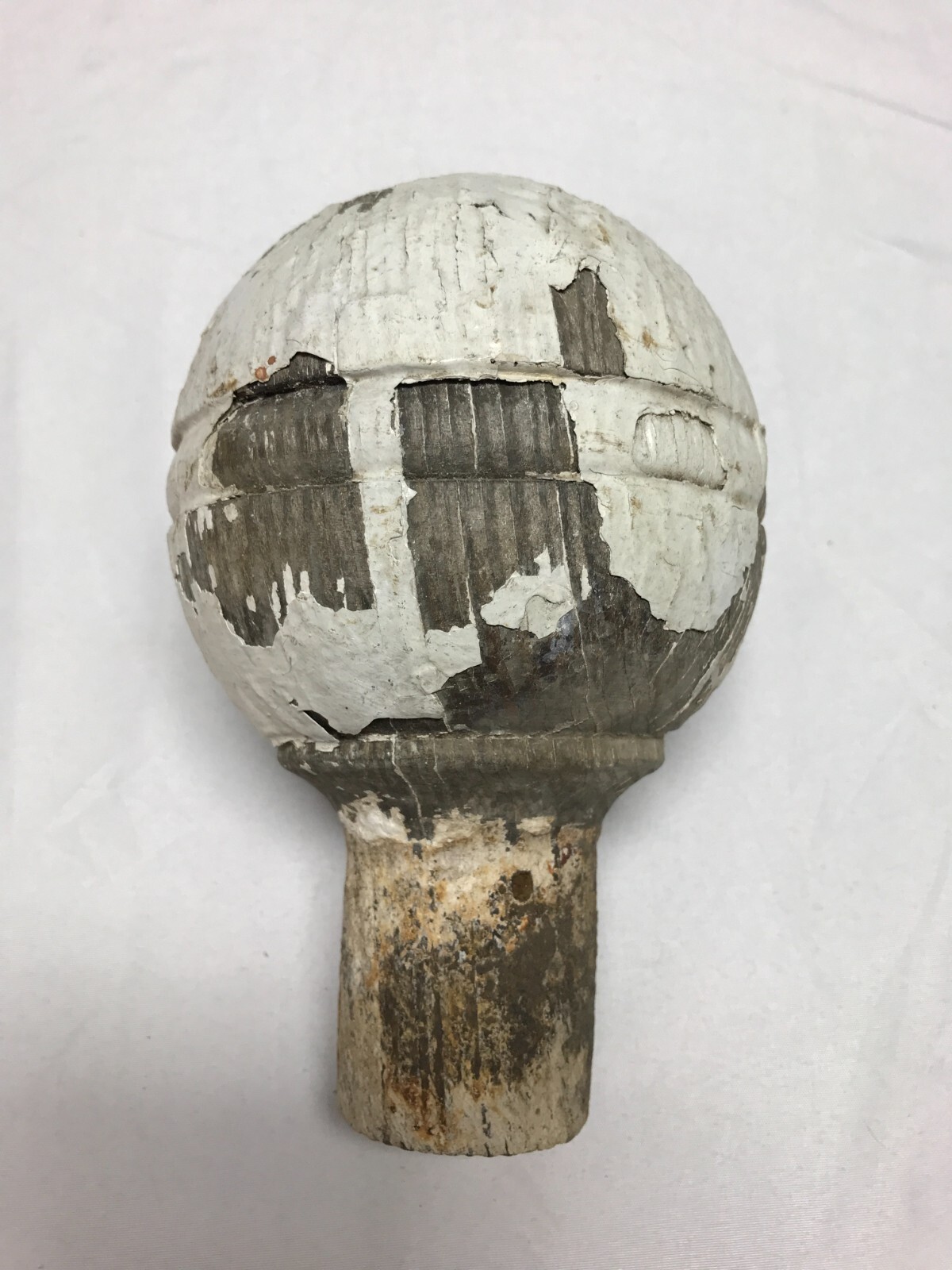 Antique Shabby White Wood Beaded Ball Newel Post Porch Finial VTG Chic ...