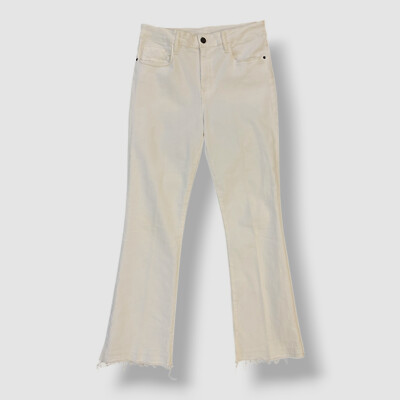 Frame Women's White Le Crop Mini Boot Frayed Jeans Pants Size 30 | eBay